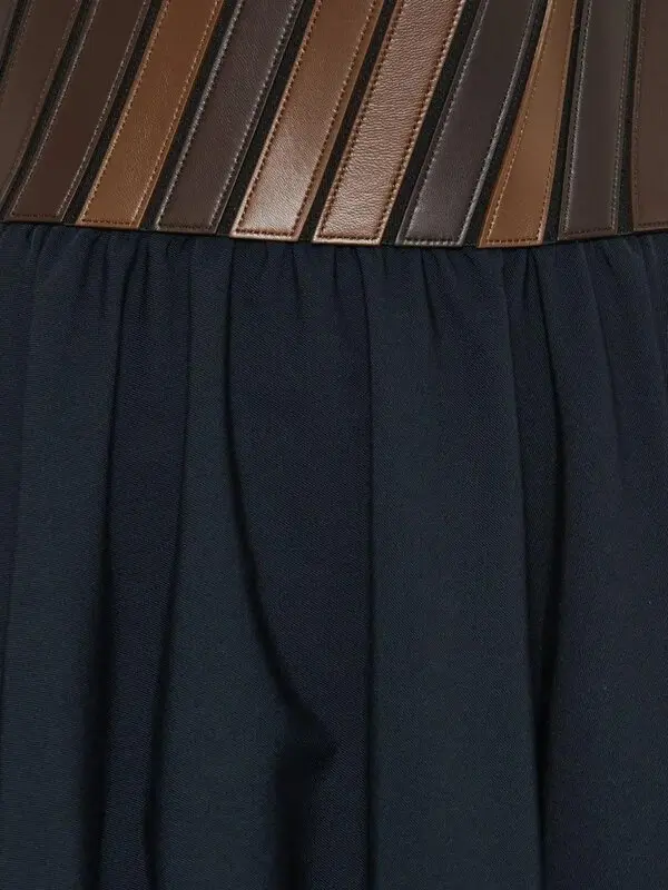 Alaïa Wool Skirt With Leather Inserts