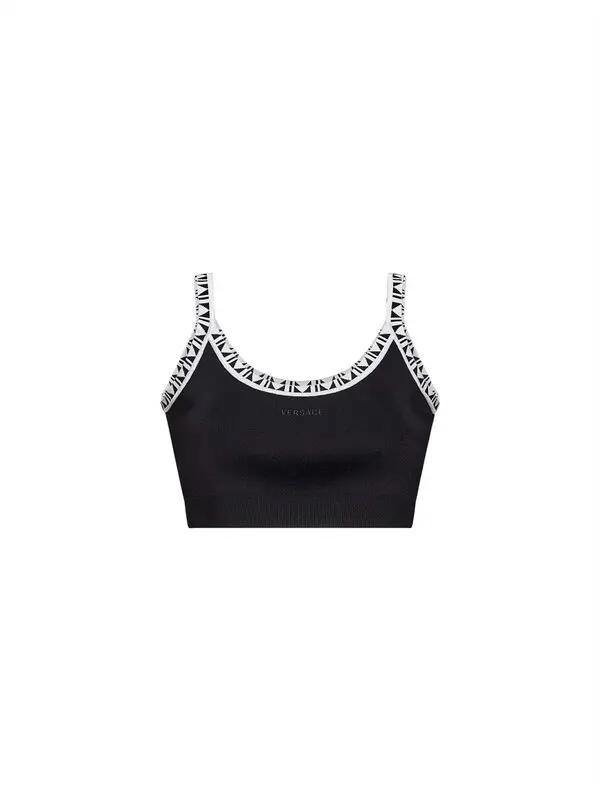 Versace Knit Cropped Top With Jacquard Details - Multicolor