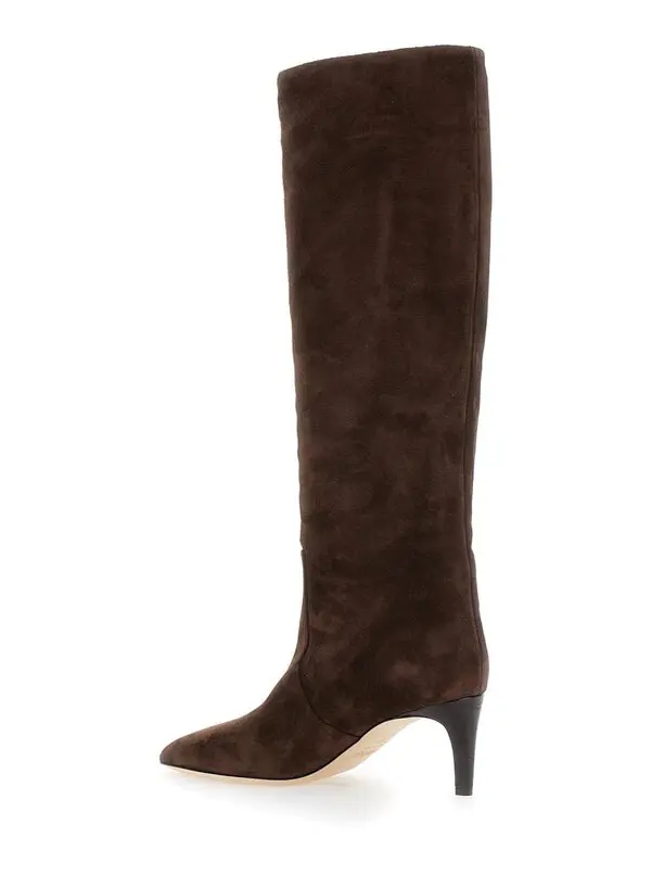 Paris Texas Brown Boots With Pointed Toe And Stiletto Heel In Suede - Multicolor