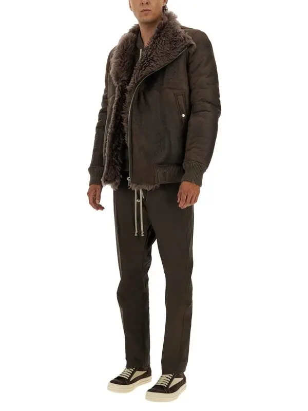 Rick Owens Leather Bomber Jacket - Gray