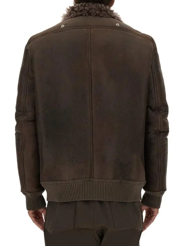 Rick Owens Leather Bomber Jacket - Gray