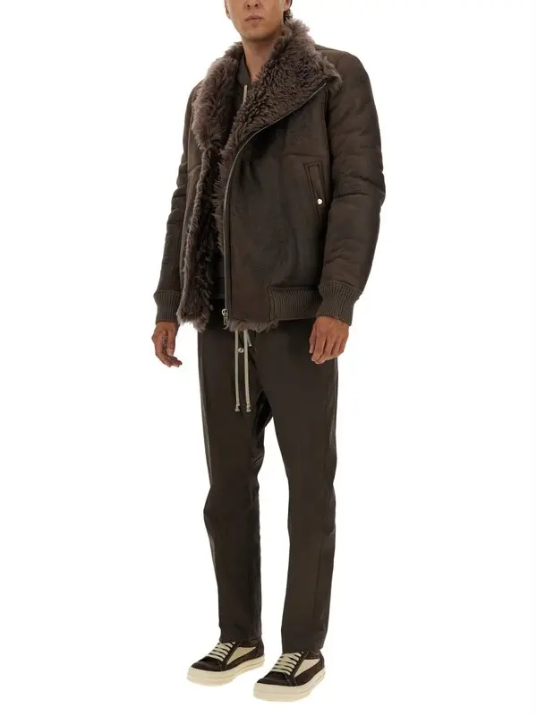 Rick Owens Leather Bomber Jacket - Gray