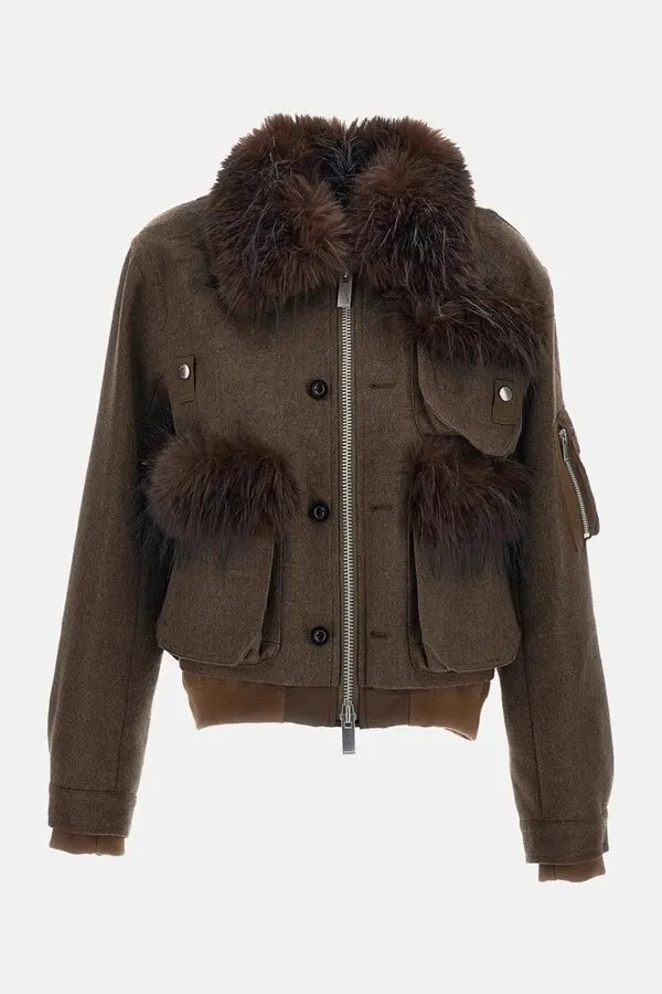 Sacai Wool Melton Blouson - Multicolor