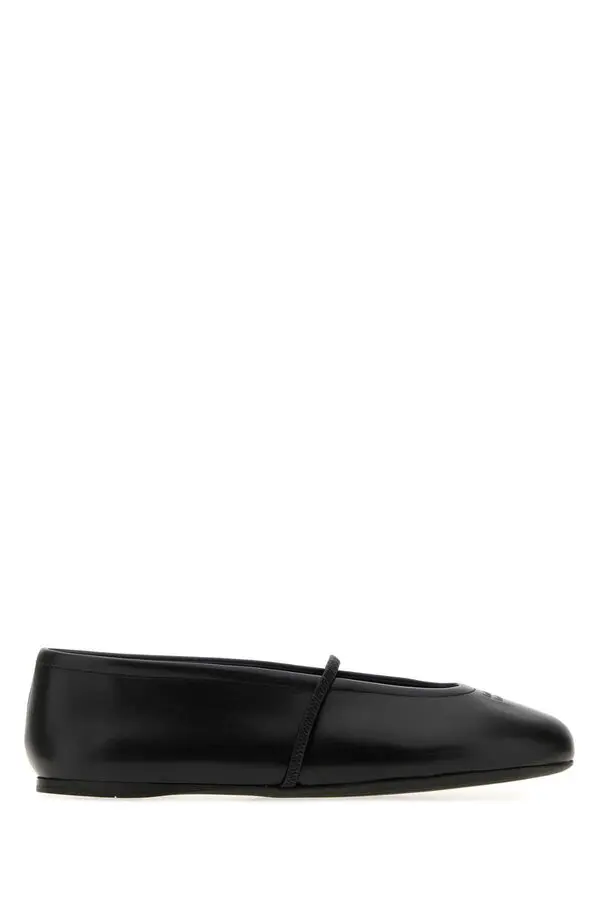 Miu Miu Leather Ballerinas - Black