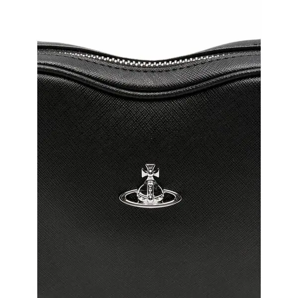 VIVIENNE WESTWOOD Saffiano Leather Heart Tote Bag - Black