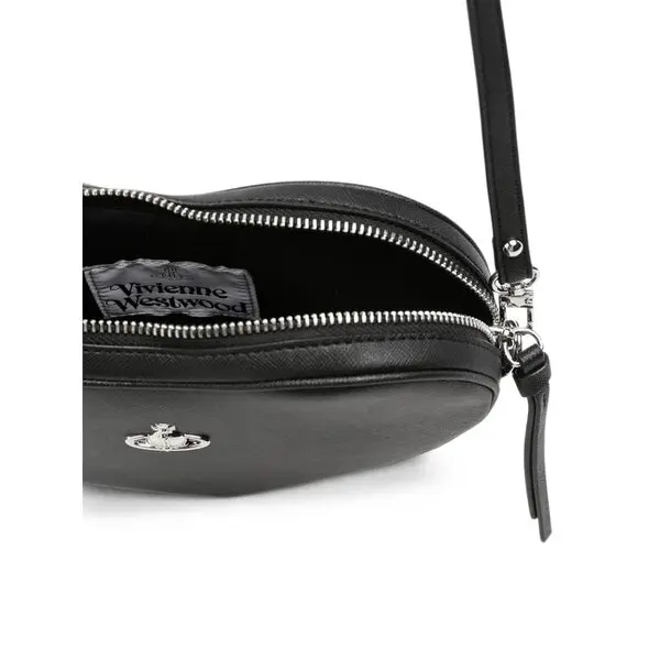 VIVIENNE WESTWOOD Saffiano Leather Heart Tote Bag - Black