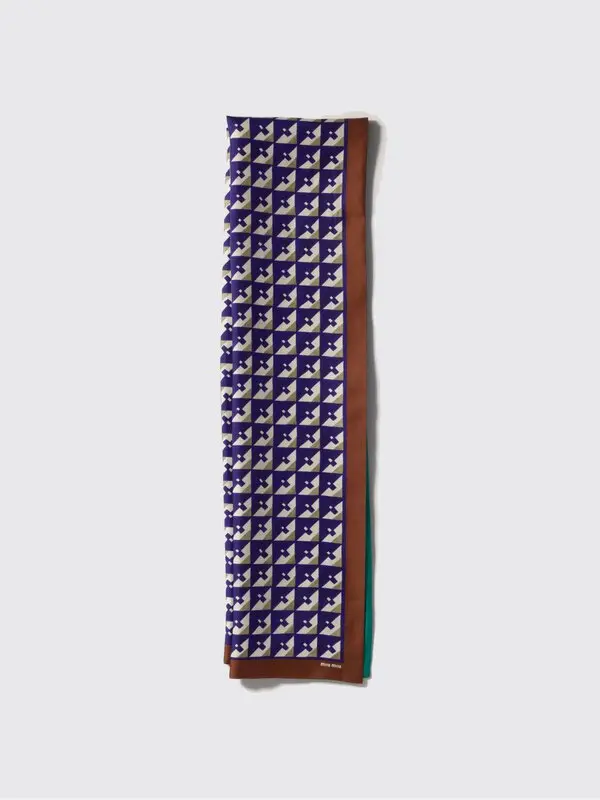 Miu Miu Printed Silk Foulard - Brown