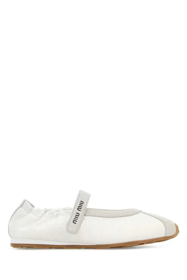 Miu Miu Suede And Fabric Ballerinas - White