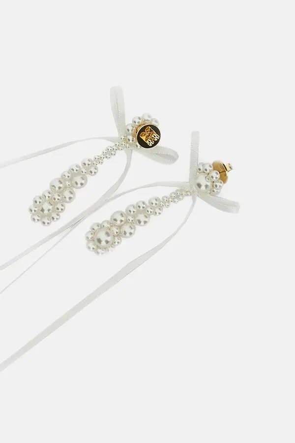 Simone Rocha Victorian Drip Bow Earrings - Multicolor
