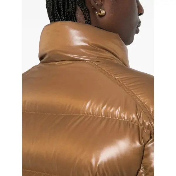 Moncler Quilted Glossy Texture Puffer Jacket - Brown