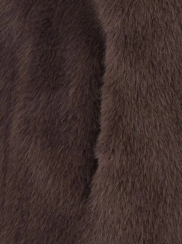 Herno Faux Fur Round Collar Vest - Brown