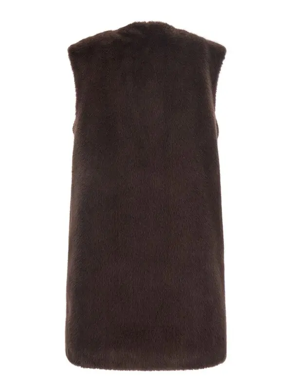 Herno Faux Fur Round Collar Vest - Brown