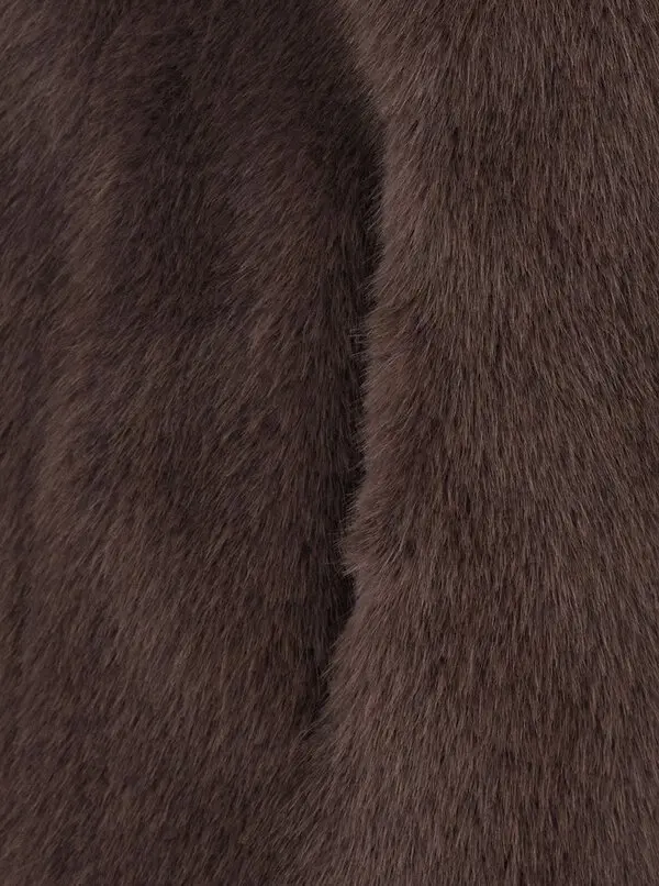 Herno Faux Fur Round Collar Vest - Brown