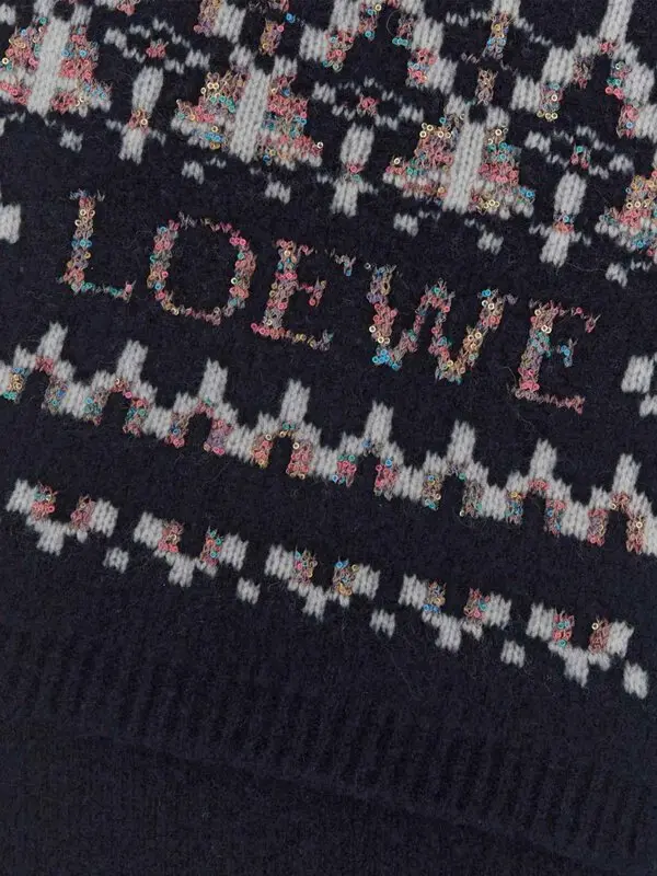 Loewe Rectangular Wool-blend Scarf With Jacquard Logo