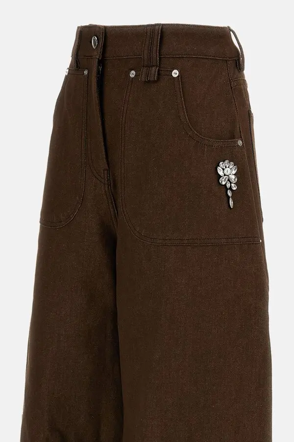 Simone Rocha Wide Leg Utility Curve Jeans W/ Emb - Multicolor