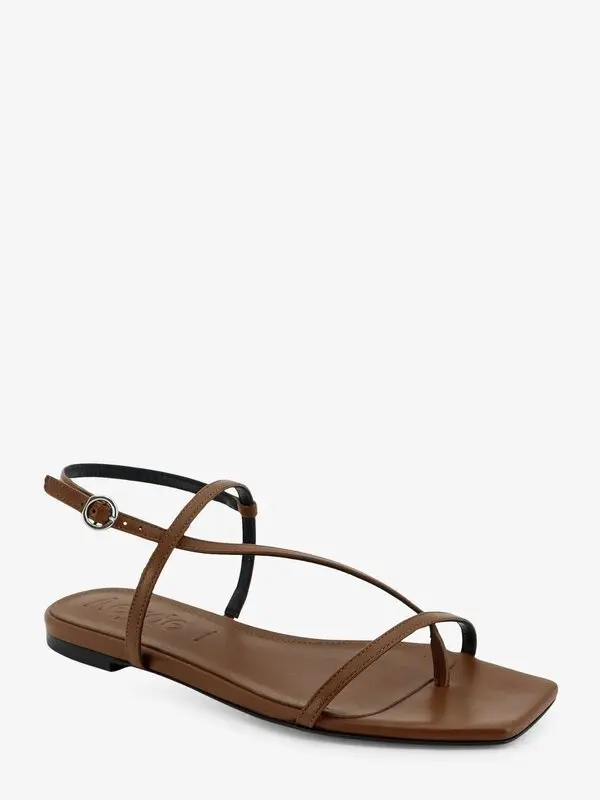AeydĒ Ella Flat Leather Sandals - Brown