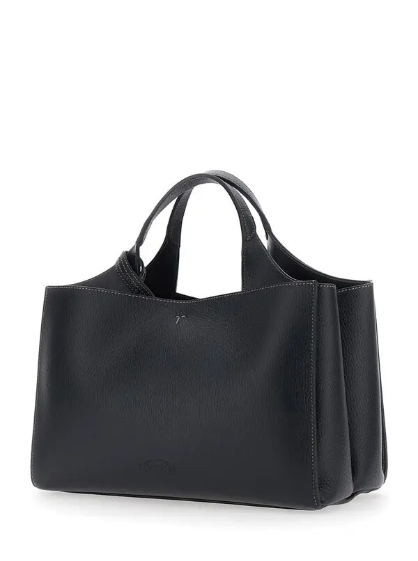 TOD'S Black Handbag With T Plate On The Front And Adjustable Strap In Leather For - Multicolor