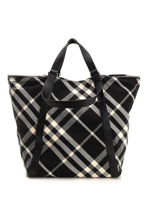 Burberry Check Jacquard Tote Bag - Black