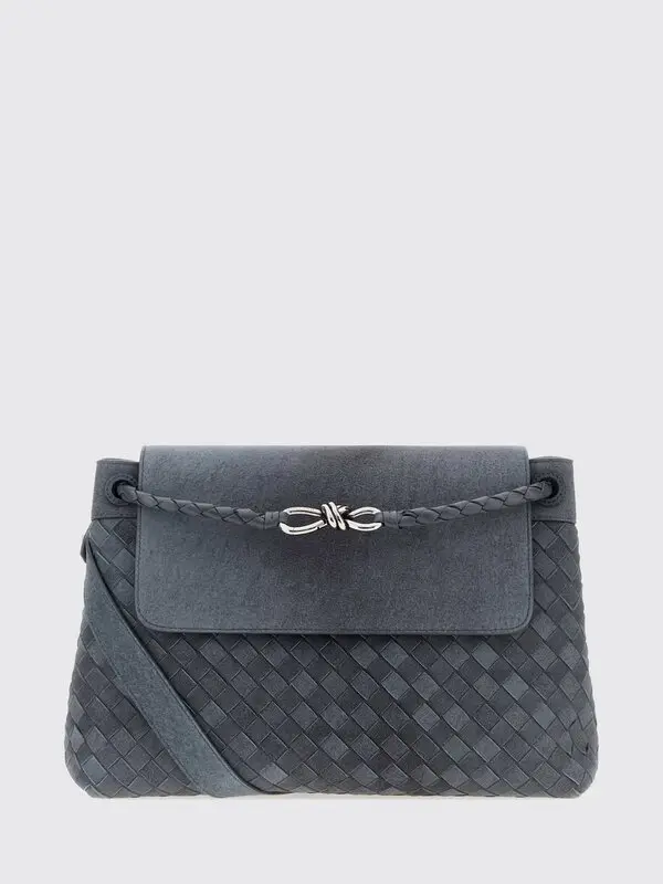 Bottega Veneta Andiamo Woven Suede Shoulder Bag - White