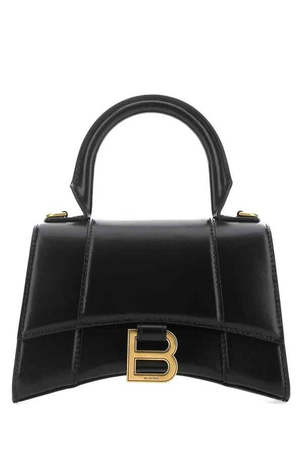 Balenciaga Leather Xs Hourglass Handbag - Black