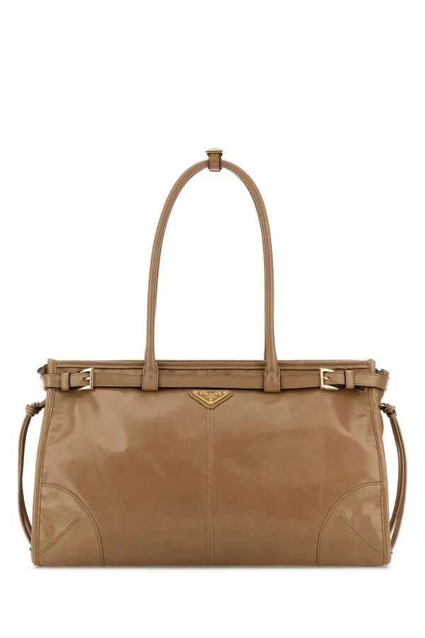 Prada Cappuccino Leather Shoulder Bag - Brown