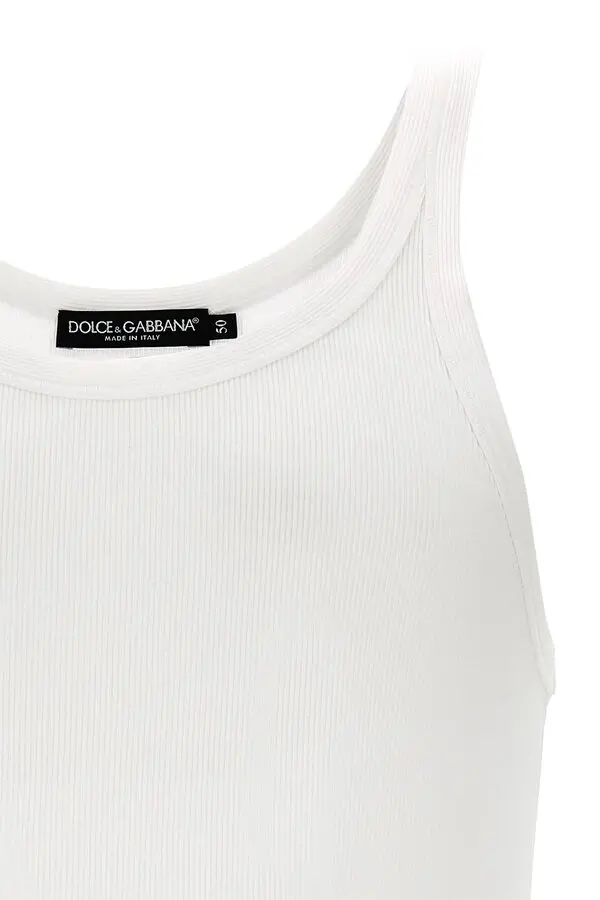 Dolce & Gabbana Ribbed Tank Top - White