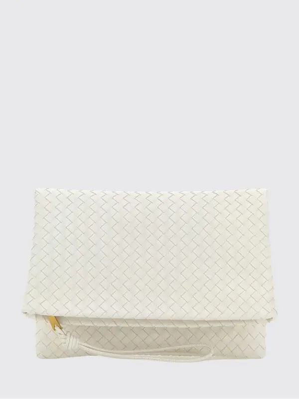 Bottega Veneta Giornale Woven Leather Clutch - White