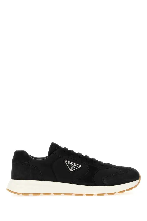 Prada Re-nylon And Suede Sneakers - Black