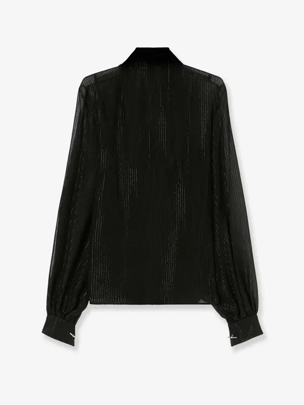 Max Mara Silk Shirt With Lurex Profiles - Multicolor