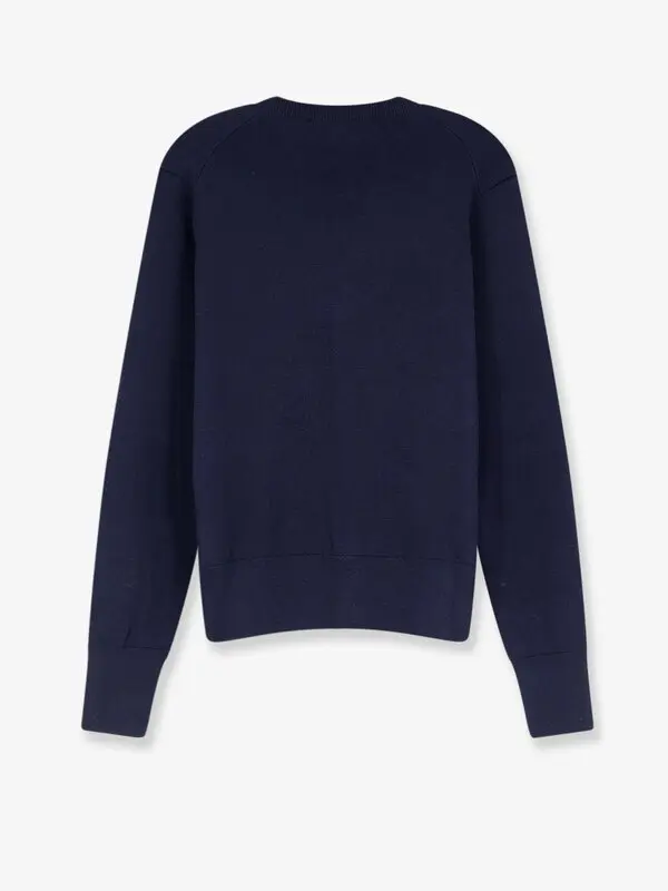 AMI Paris Wool Cardigan With Iconic Embroidery