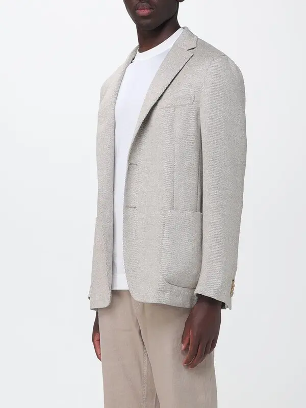 Zegna Chevron Silk, Linen And Wool Single-breasted Blazer