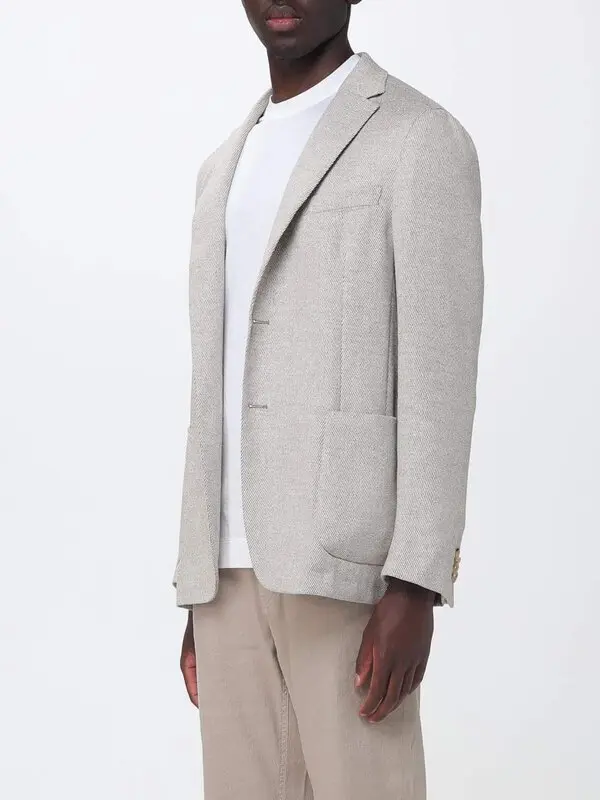 Zegna Chevron Silk, Linen And Wool Single-breasted Blazer - Blue