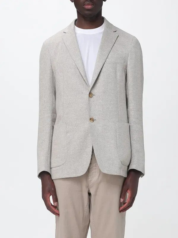 Zegna Chevron Silk, Linen And Wool Single-breasted Blazer - Blue