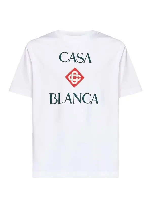 Casablanca White Cotton Jersey Diamond Logo T-shirt - Multicolor