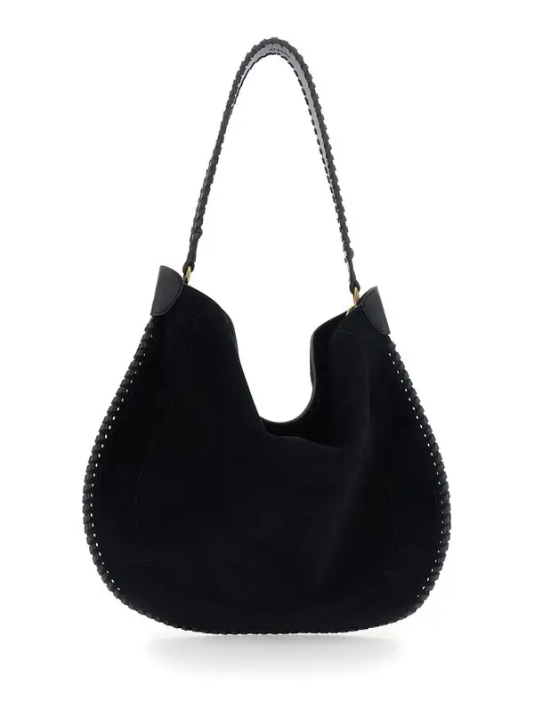 Isabel Marant Étoile Oskan' Shoulder Bag With Removable Strap And Embossed Logo On The Front In Suede For - Black