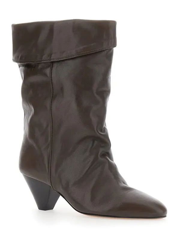 Isabel Marant Étoile Dalby' Brown Ankle Boots With Pointed Design In Smooth Leather For - Multicolor