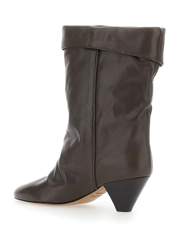 Isabel Marant Étoile Dalby' Brown Ankle Boots With Pointed Design In Smooth Leather For - Multicolor