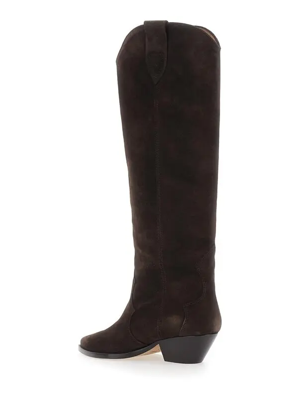 Isabel Marant Étoile Denvee' Brown Boots With Medium Heel In Suede For - Multicolor