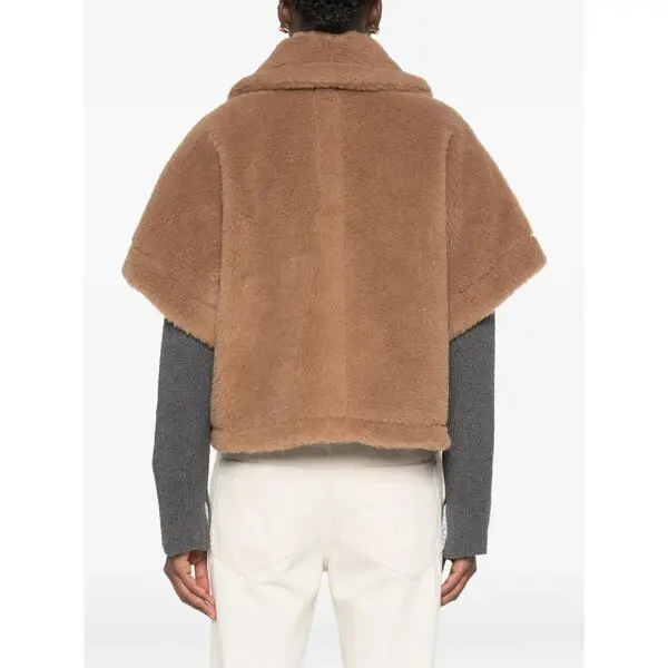 Max Mara Textured Fur Cape - Cream