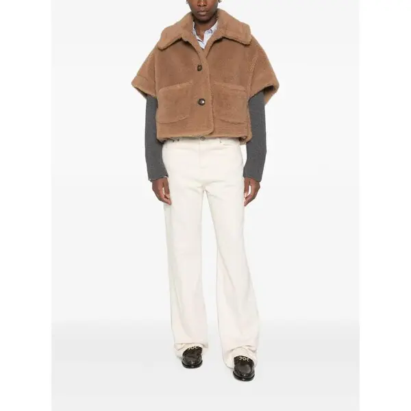 Max Mara Textured Fur Cape - Cream