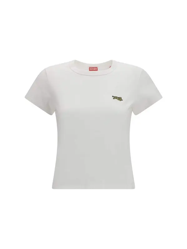 Kenzo Jumping Tiger Embroidered Cotton T-shirt - White