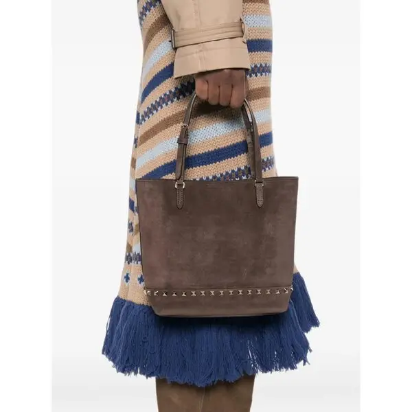 Valentino Garavani Suede Rockstud Tote Bag - Brown