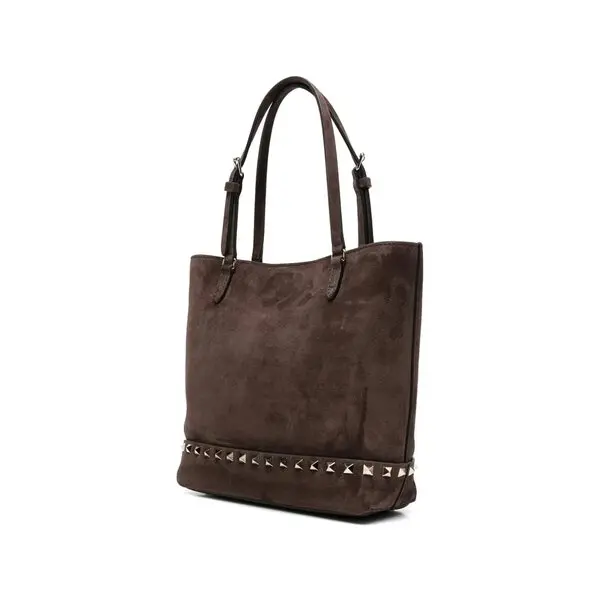 Valentino Garavani Suede Rockstud Tote Bag - Brown