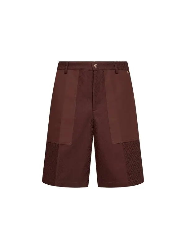 Casablanca Dark Brown Cotton Monogram Cargo Shorts - Multicolor