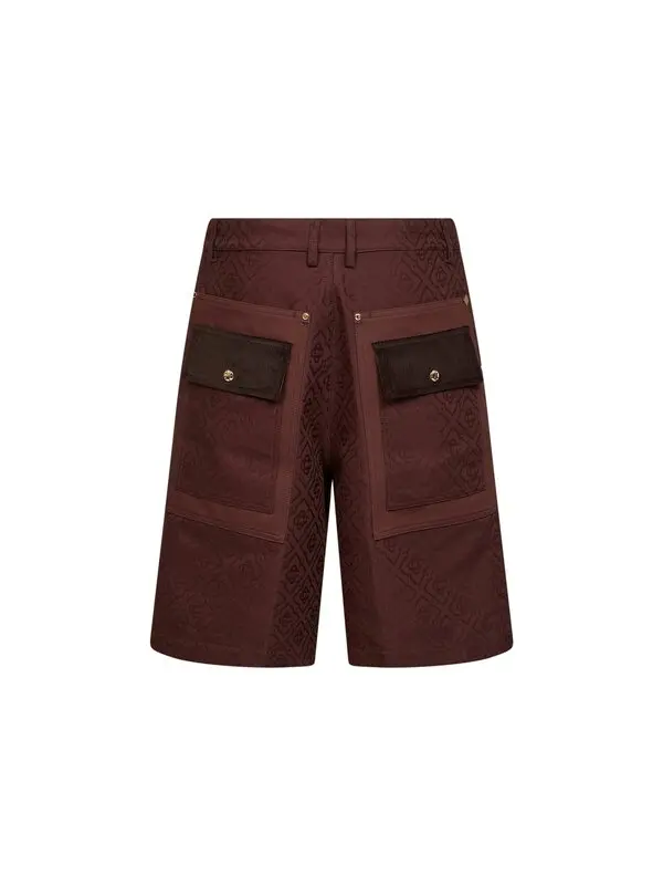 Casablanca Dark Brown Cotton Monogram Cargo Shorts