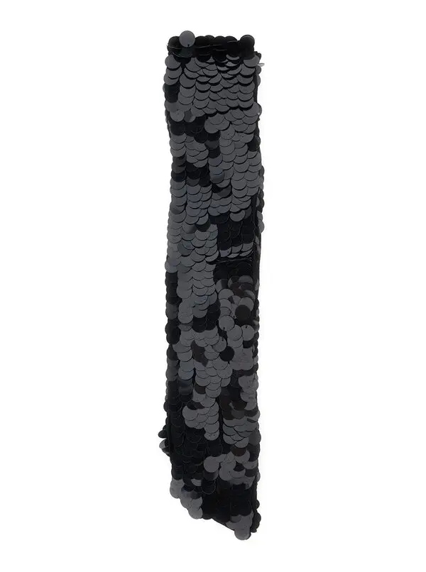 P.a.r.o.s.h Black Scarf With All-over Sequins In Tech Fabric For