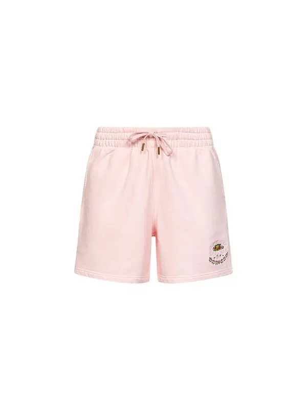 Casablanca Pink Cotton Laduree X Embroidered Shorts - Multicolor