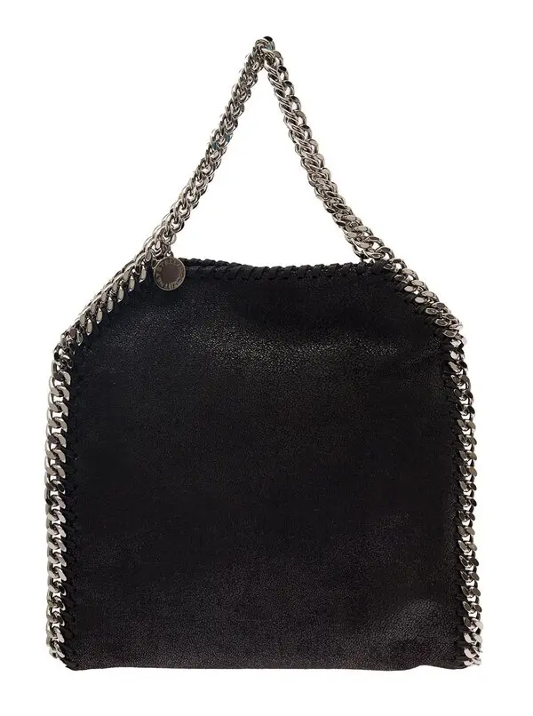 Stella McCartney Tiny Tote Bag With Charm In Black Ecoleather And Silver Hardware - Multicolor