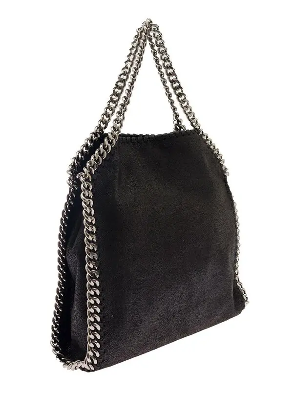 Stella McCartney Tiny Tote Bag With Charm In Black Ecoleather And Silver Hardware - Multicolor