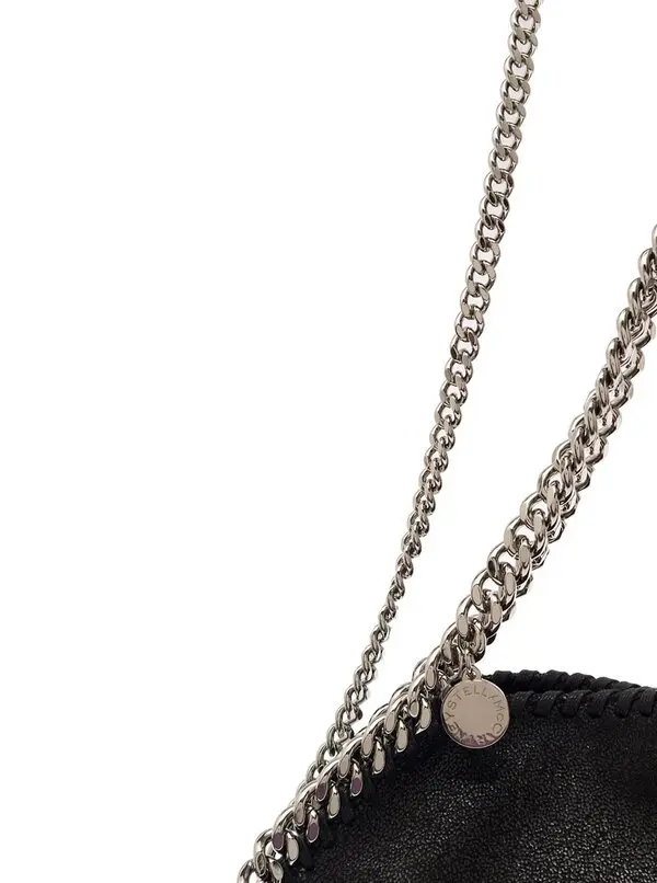 Stella McCartney Tiny Tote Bag With Charm In Black Ecoleather And Silver Hardware - Multicolor